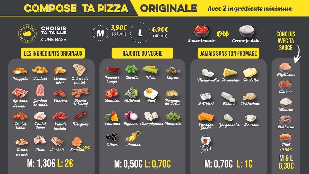 Menu at five pizza original restaurant, Paris, 94 Rue St Charles