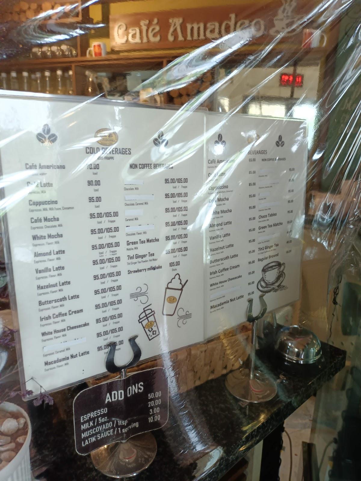 Menu at Cafe Amadeo Development Cooperative, Amadeo, Brgy