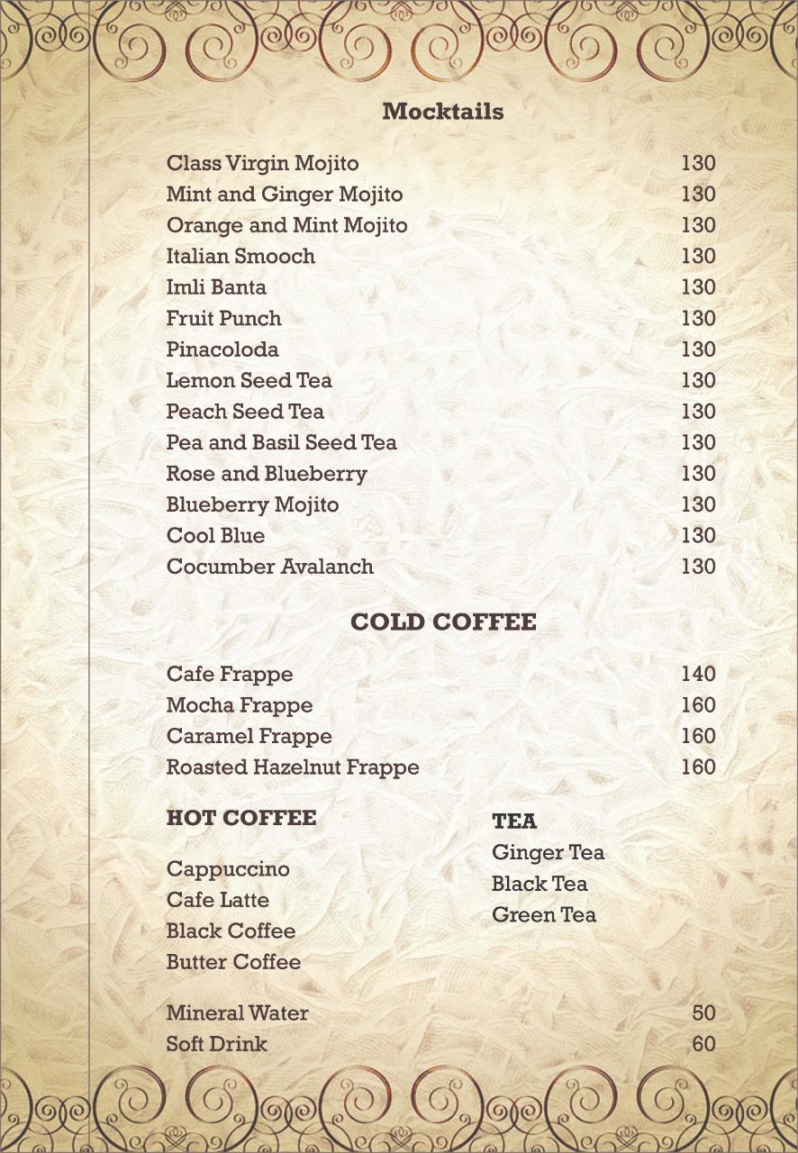 Menu at Cafe Atmosphere, Ghaziabad