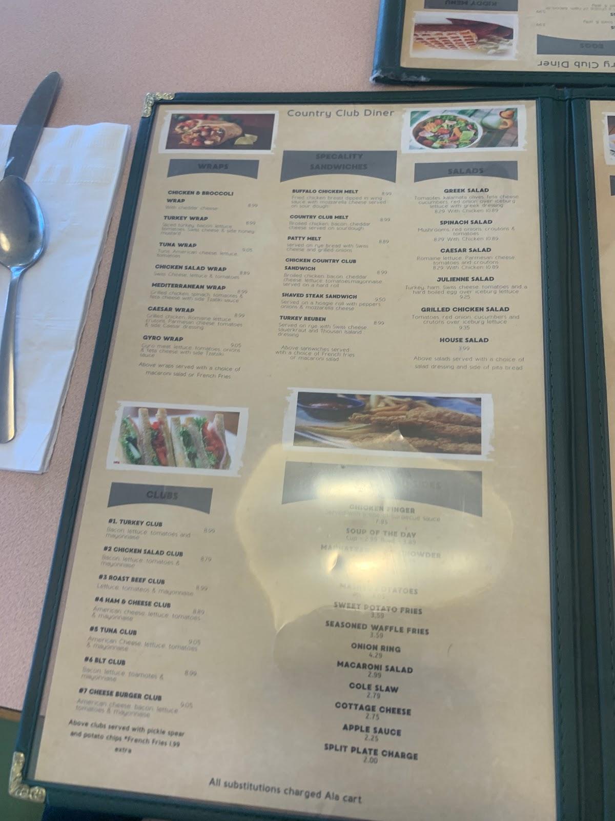 Menu at Country Club Diner, Rochester