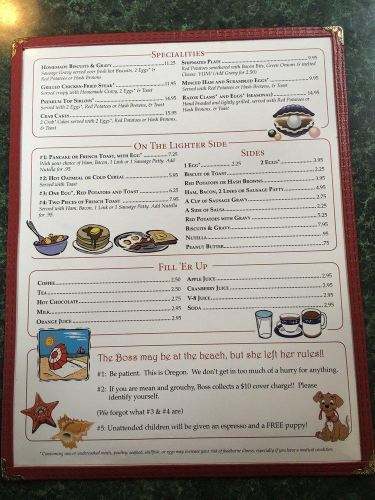 Menu at Dory Cove Restaurant, Lincoln City, US-101