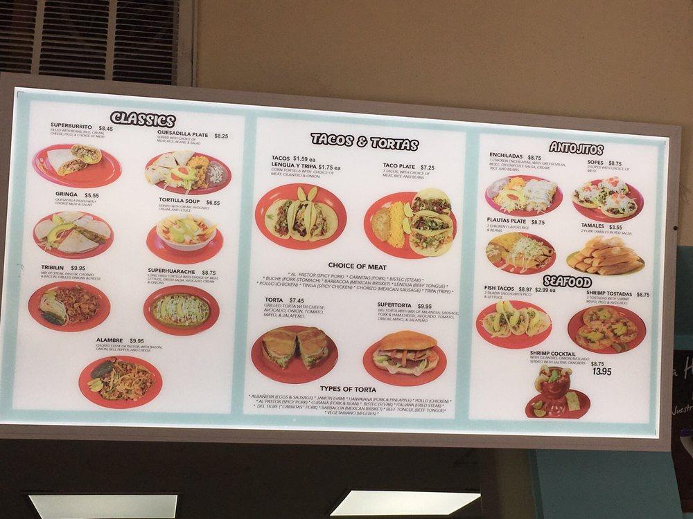 Menu at La Paloma Taqueria restaurant, Dallas, Coit Rd