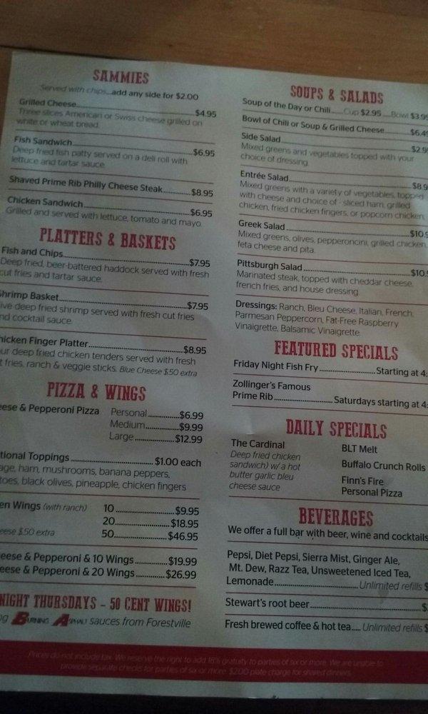 Menu at MJ's Tavern pub & bar, Randolph
