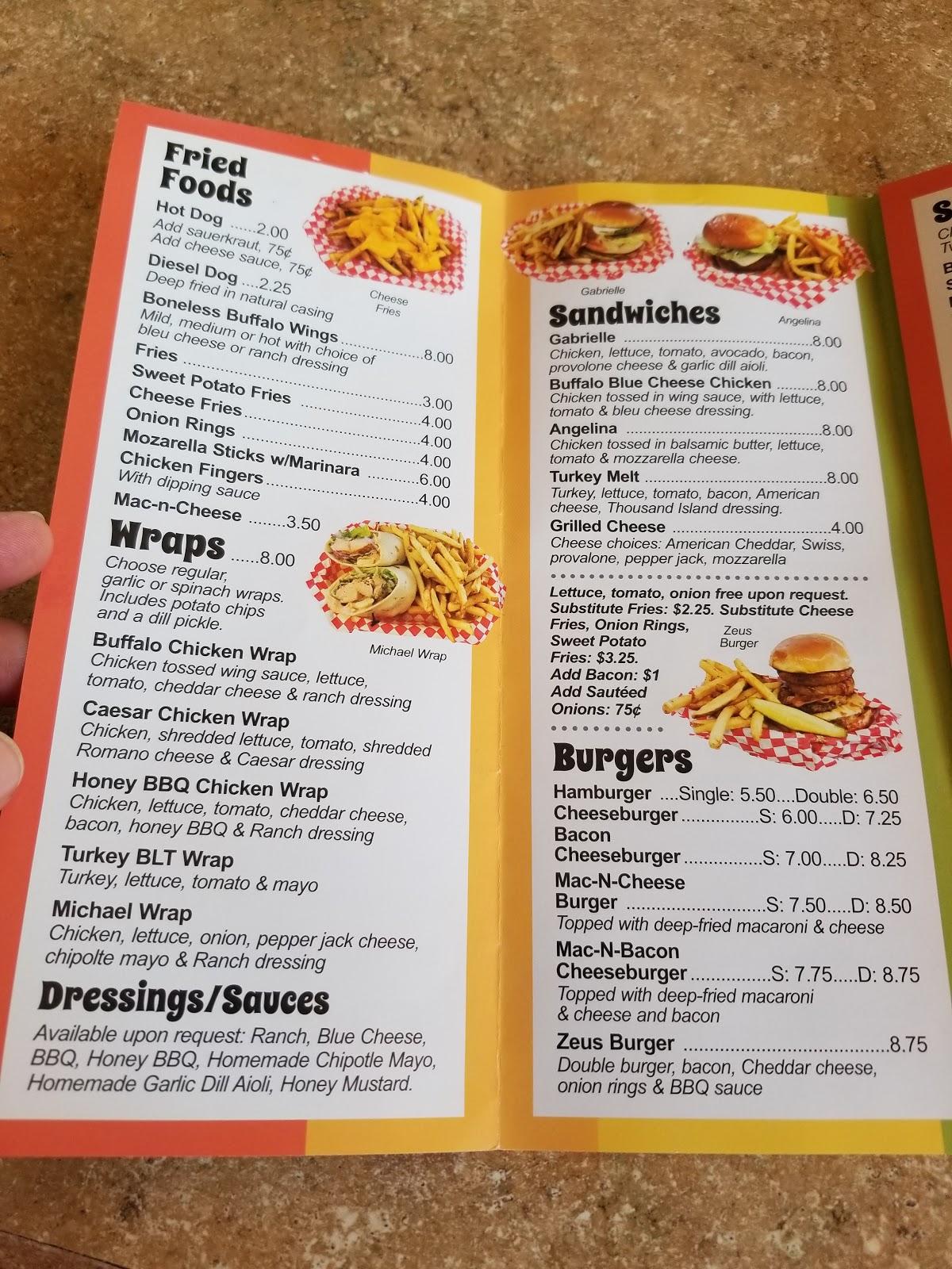 Menu at Mac-A-Doodles restaurant, Stamford, 33 Harper St