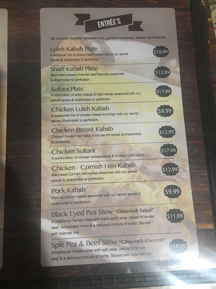 Carta del restaurante Moon Mart Kabab, Glendale