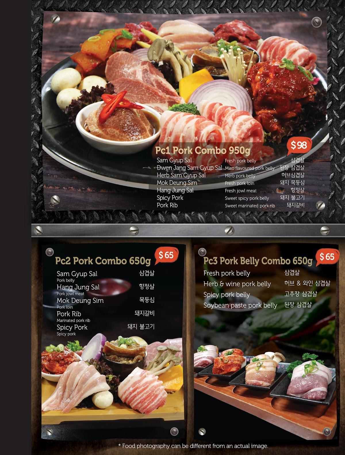 Menu at Myung jang and Obaltan restaurant, Sydney