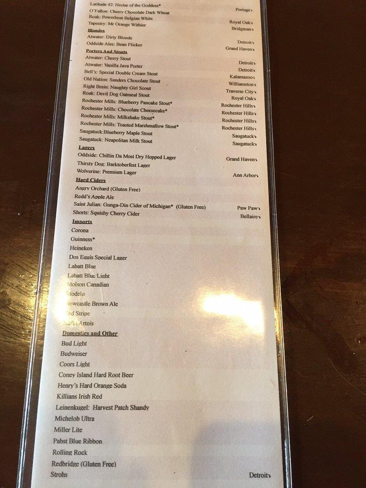 Menu at Old Detroit Burger Bar, Lapeer