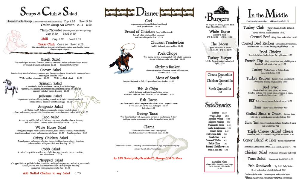 Menu at White Horse Tavern pub & bar, Flint