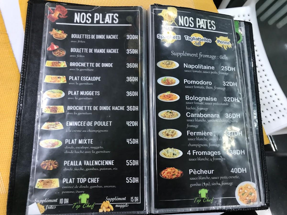 Menu at Snack Top Chef restaurant, Agadir