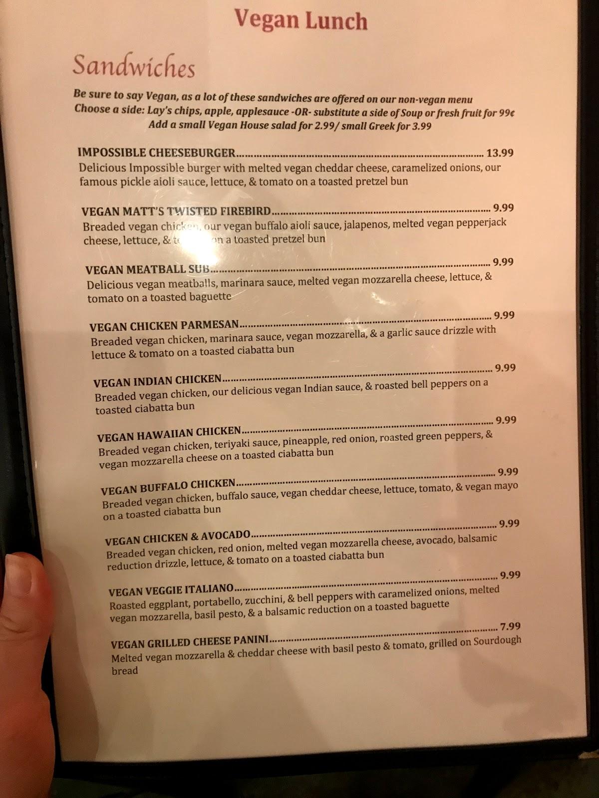 Menu at The Daily Grind cafe, Evansville
