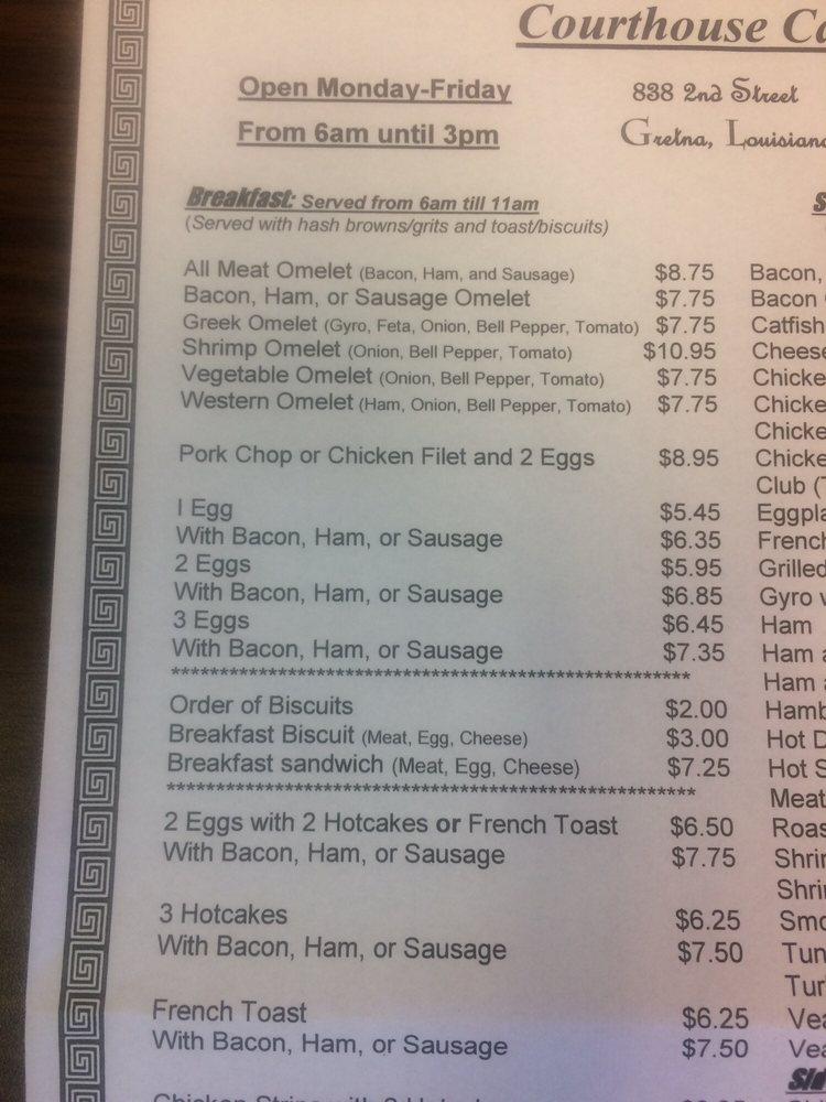 Menu at Courthouse Cafe, Gretna