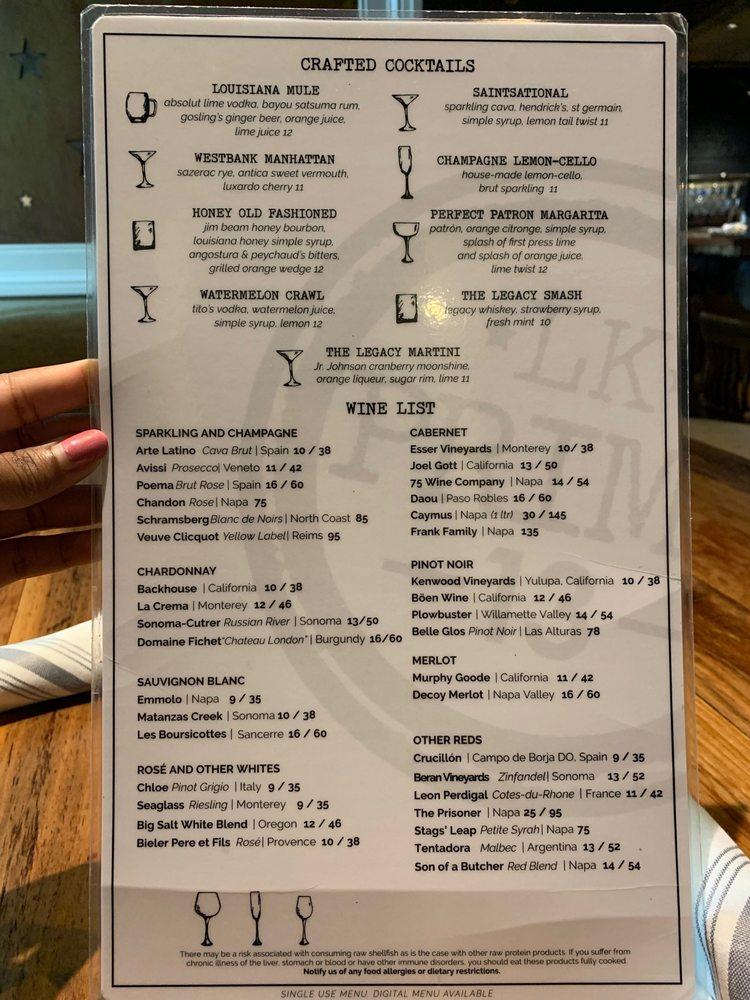 Menu at Legacy Kitchen's Steak and Chop steakhouse, Gretna, 91 Westbank ...