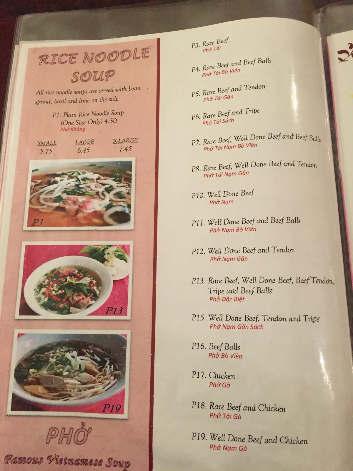 Menu at Pho Kinh Do Vietnamese Thai restaurant, Guelph, 650 Woodlawn Rd W
