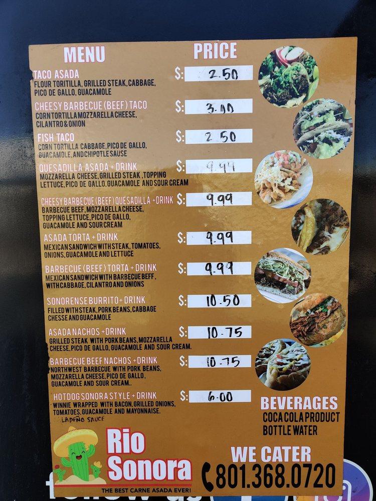 Menu at Rio Sonora, Orem