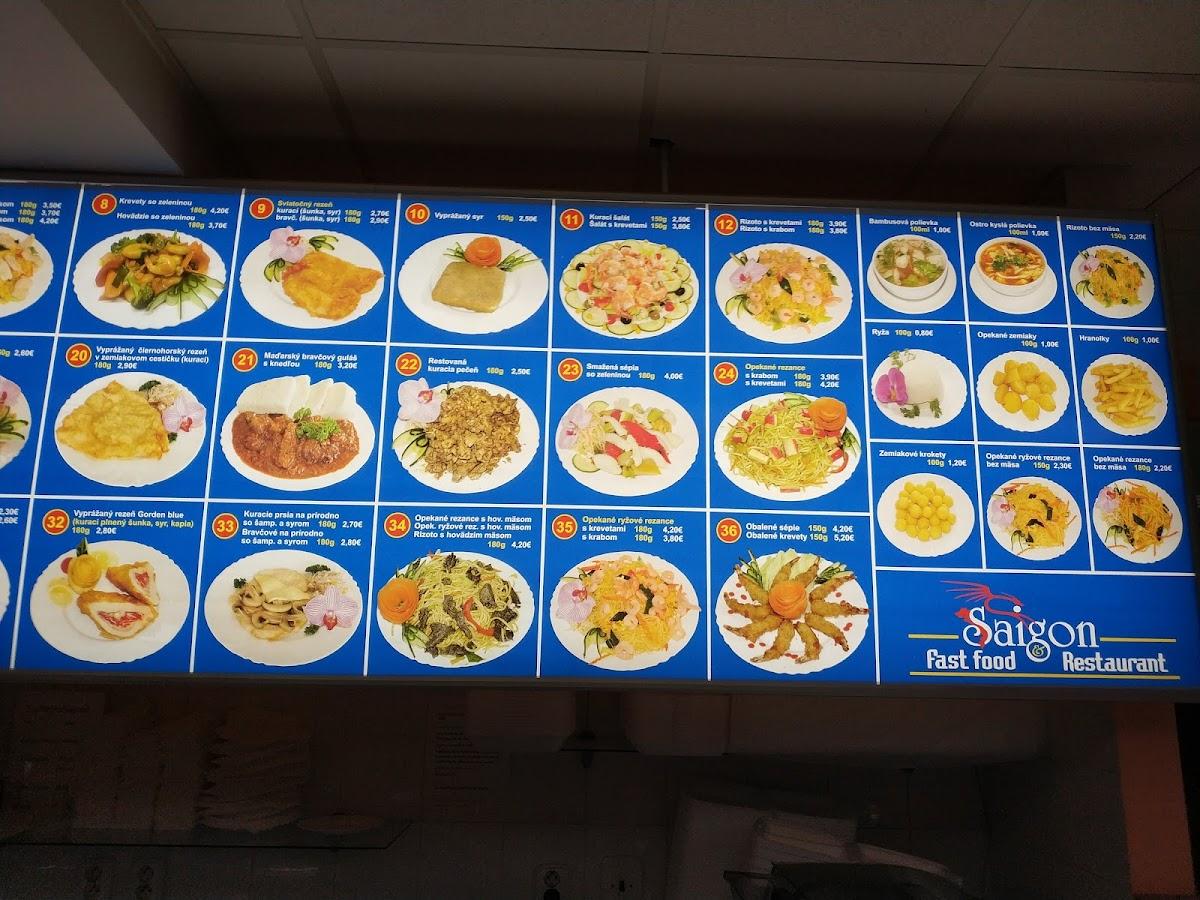 Menu at Saigon Fast Food, Ružomberok