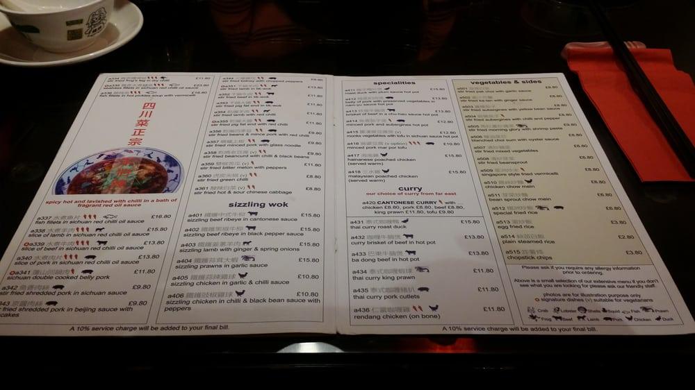 Menu at Feng Shui Inn restaurant, London