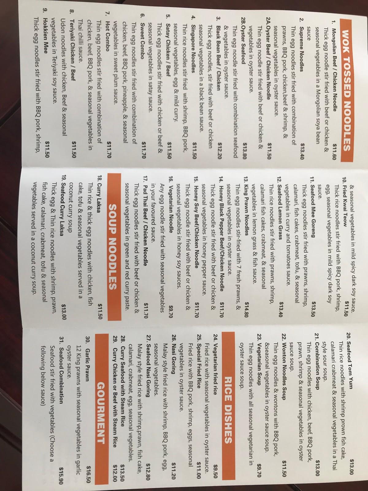 Menu at Noodles & Sushi Combo fast food, Berwick