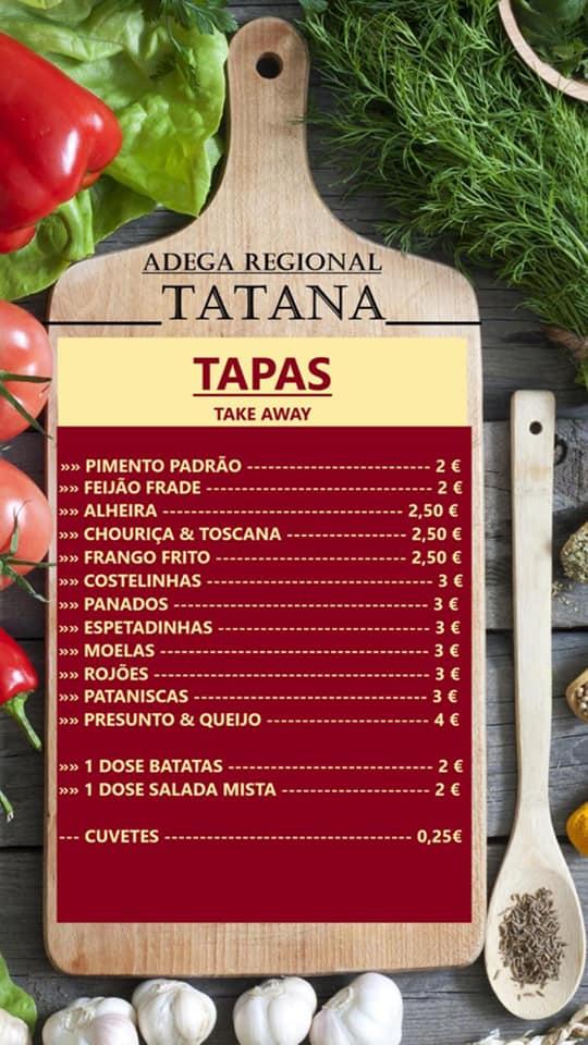 Menu em Tatana restaurante, Paços de Ferreira