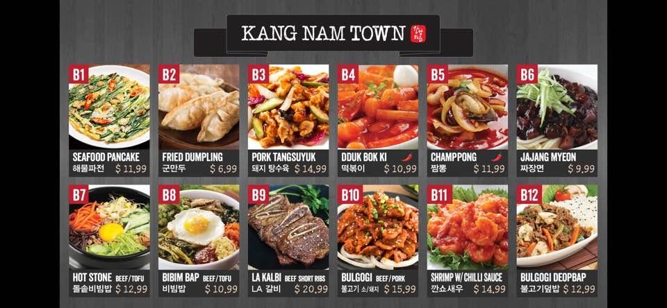 Menu at Kang Nam Town restaurant, Cary