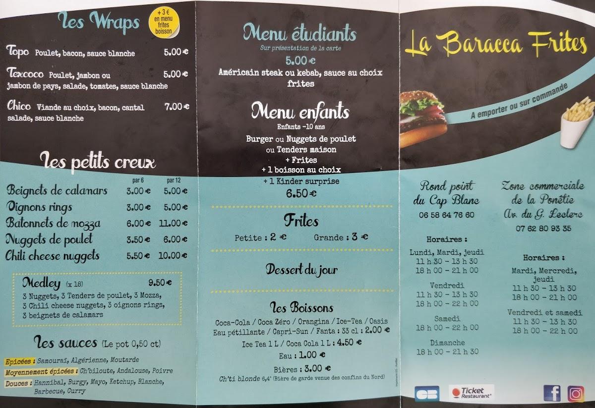 Menu at La Baracca Frites La Ponétie, Aurillac, 109 Av. du Général Leclerc