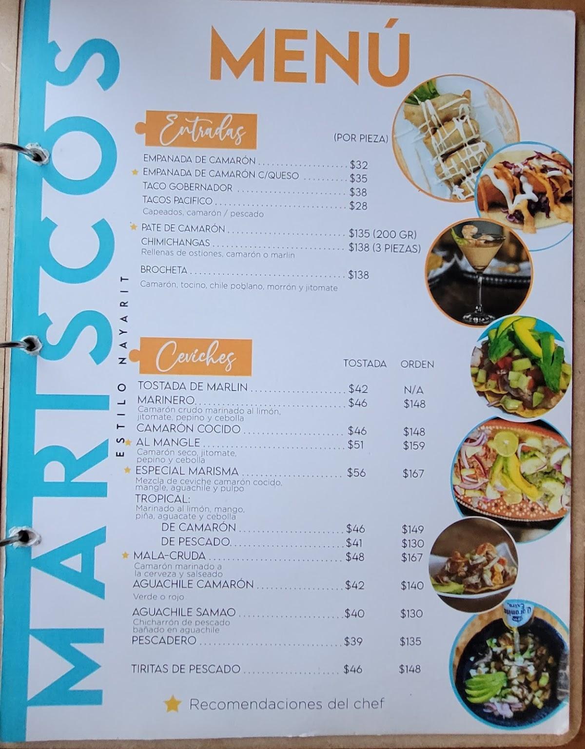 Menu at Mariscos La Marisma restaurant, Morelia, C. Joaquín García ...