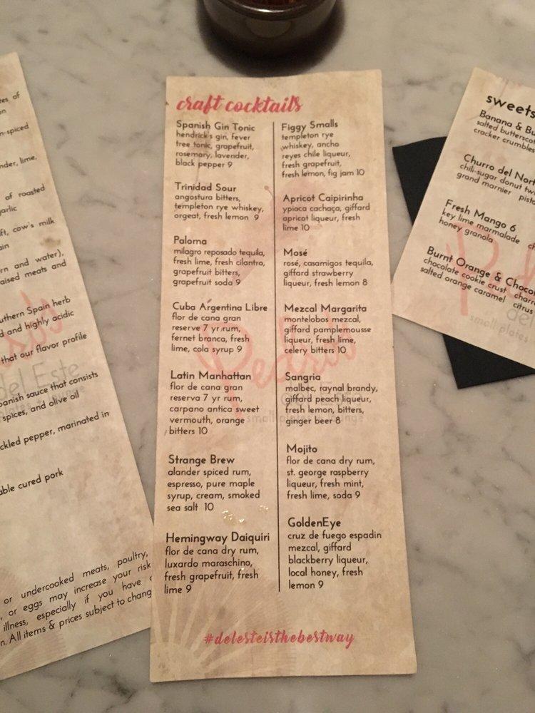 Menu at San Pedro Cafe, Hudson