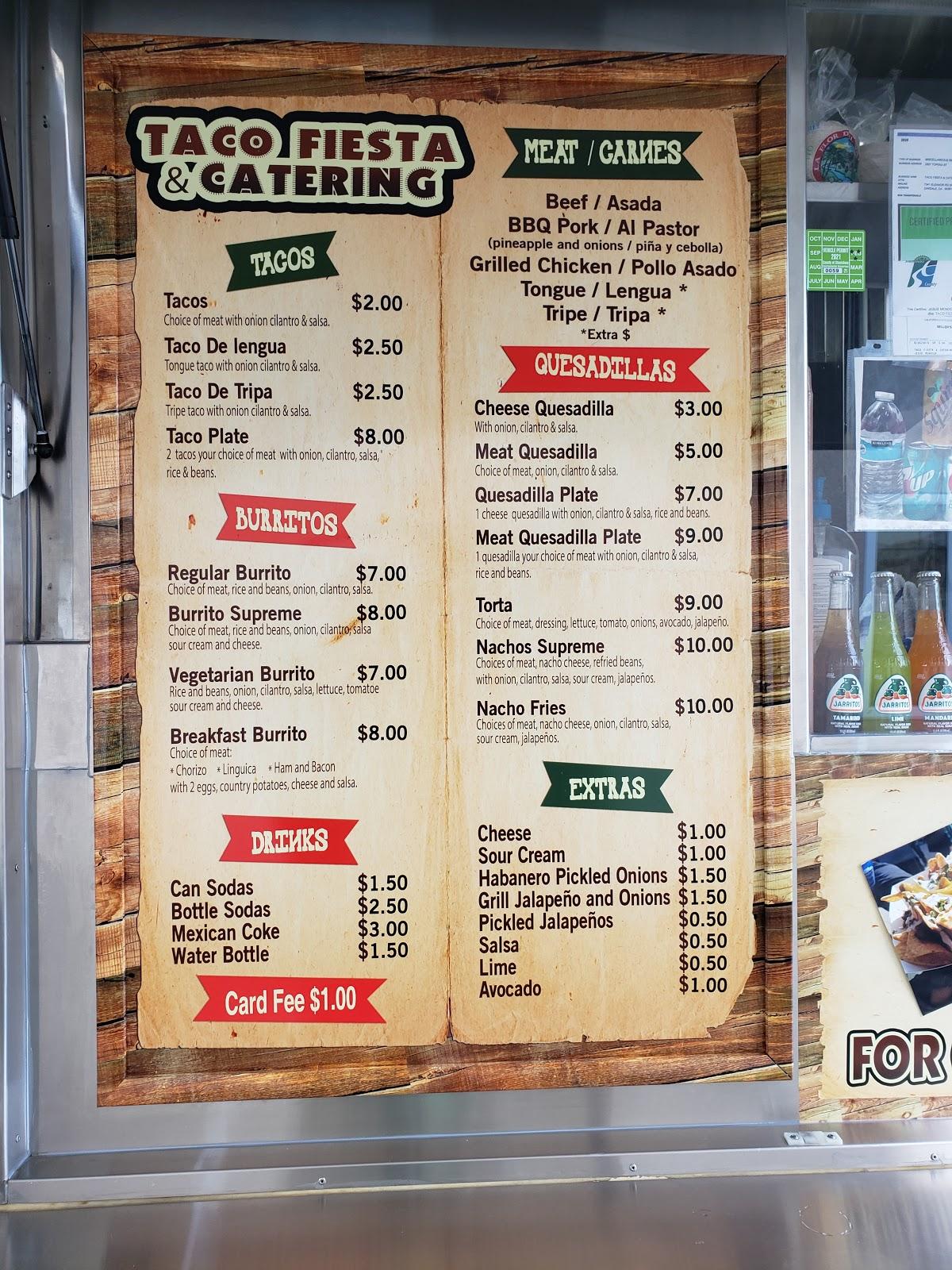 Menu at Taco Fiesta and Catering restaurant, Modesto