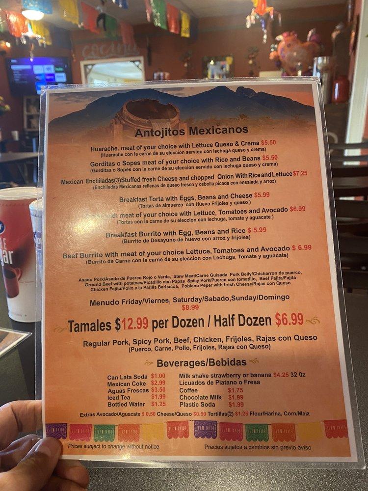Menu at Tamale House Factory restaurant, Pasadena, Spencer Hwy # C