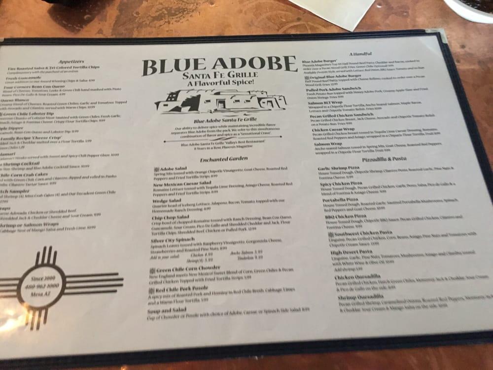 Menu at The Original Blue Adobe Grille pub & bar, Mesa