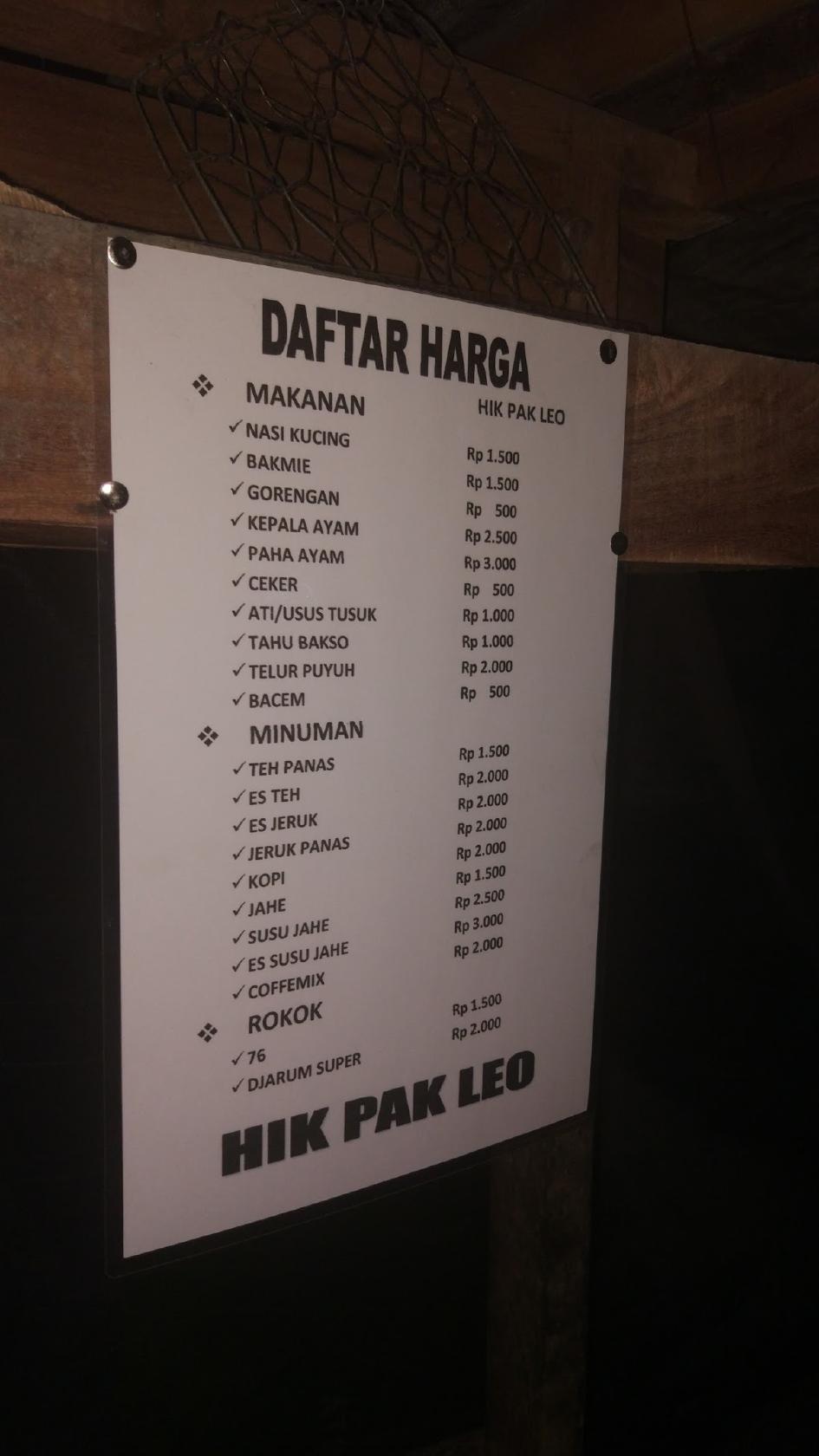 Menu at hik "PAK LEO" restaurant, Sukoharjo