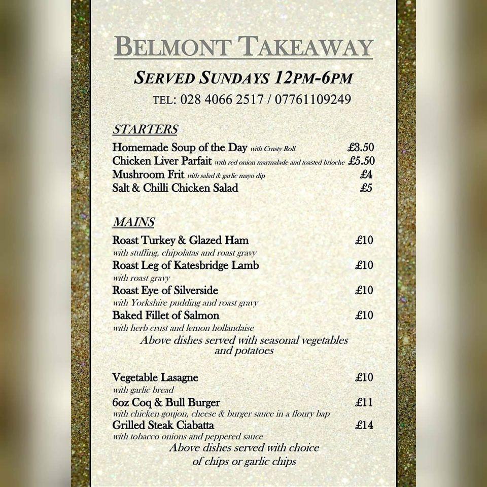Menu at Belmont House Hotel pub & bar, Banbridge
