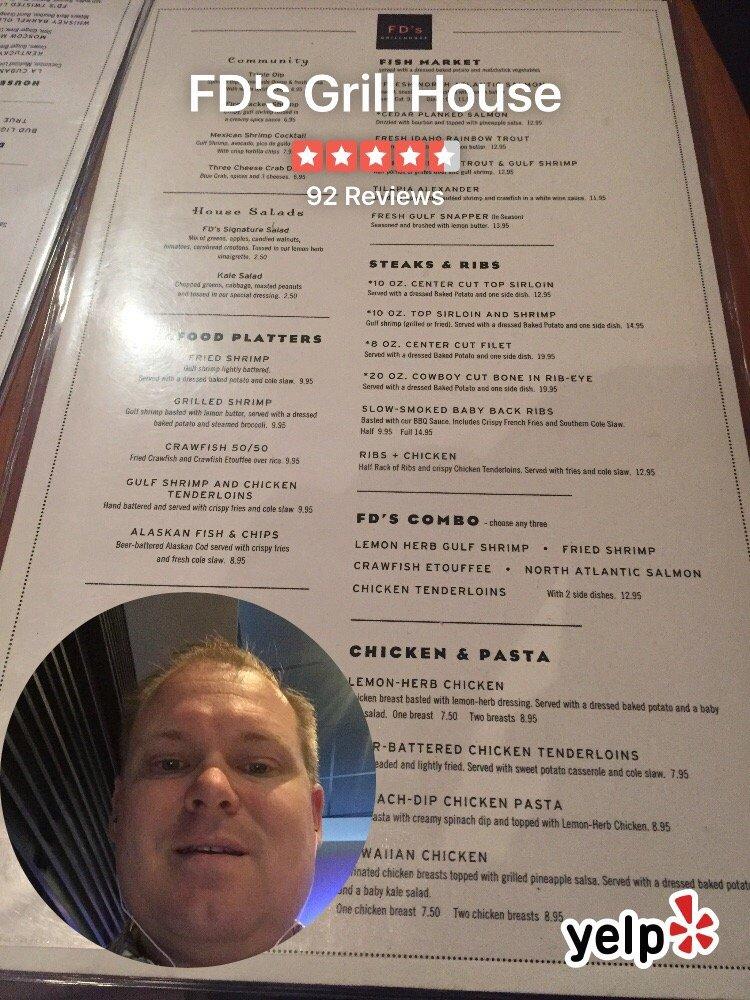 Menu at FD's Grillhouse steakhouse, Tyler, S Broadway Ave #494