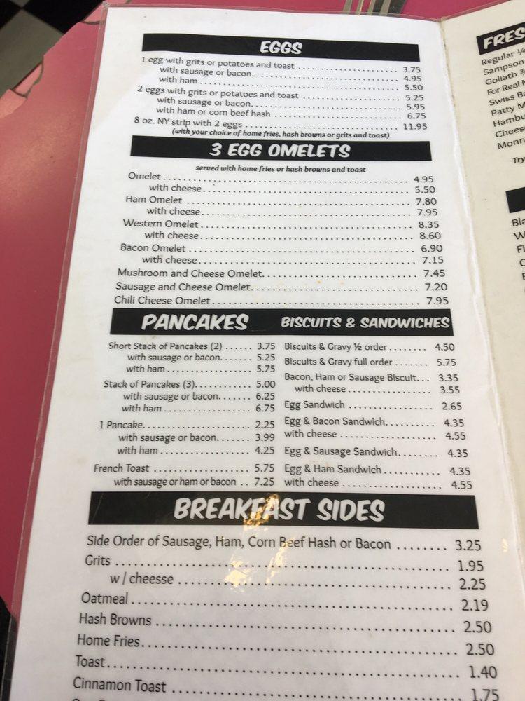 Menu at Angel's Dining Car restaurant, Palatka