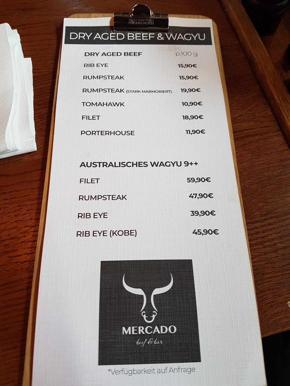 Menu at Mercado Beef & Bar, Langenhagen