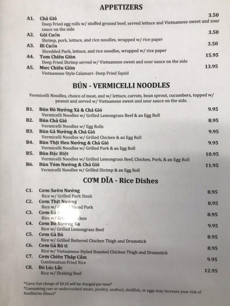 Menu at Pho 24 restaurant, Manassas Park, Centreville Rd