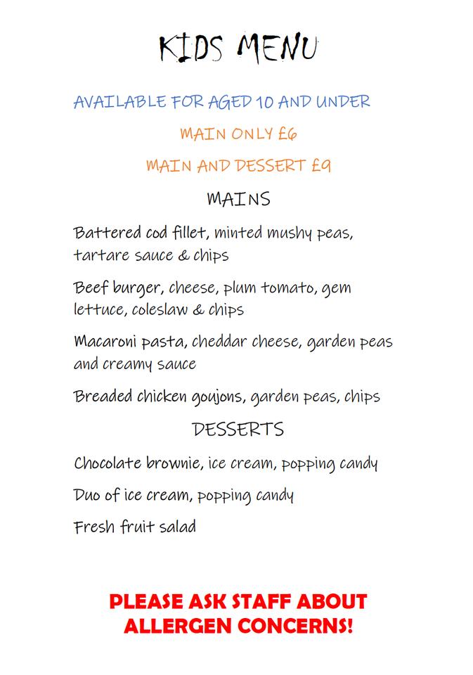 Menu at The Swan Grendon Underwood pub & bar, Grendon Underwood