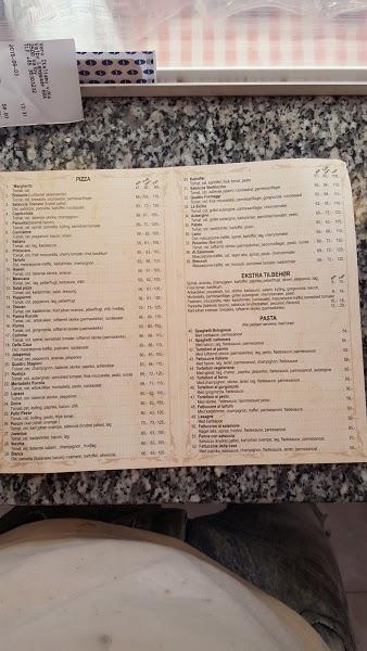 Menu at Vera Italiana Uno restaurant, Copenhagen