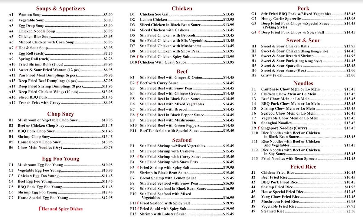Menu at Yu's Kitchen restaurant, Tecumseh