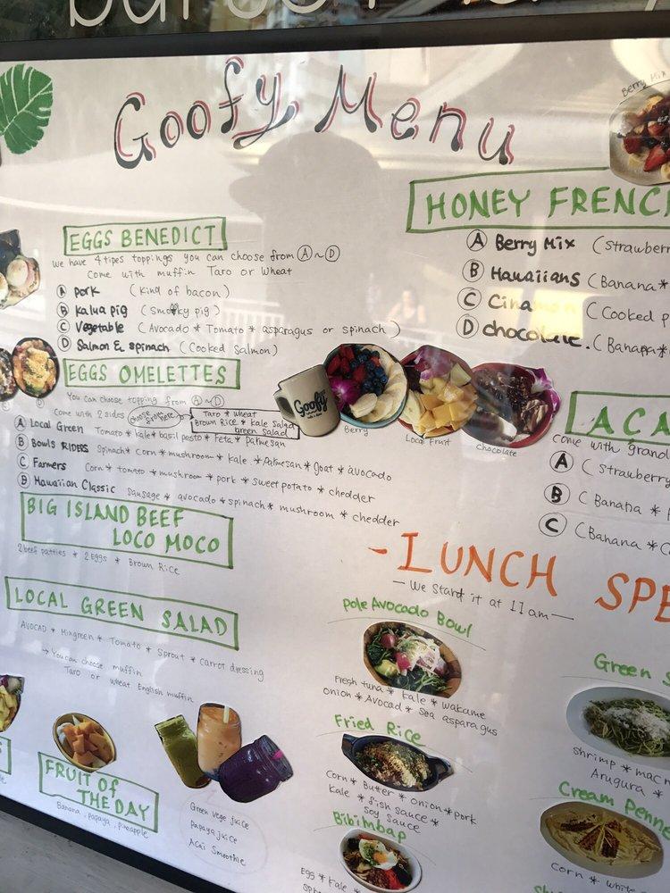 Menu at Goofy Cafe & Dine, Honolulu