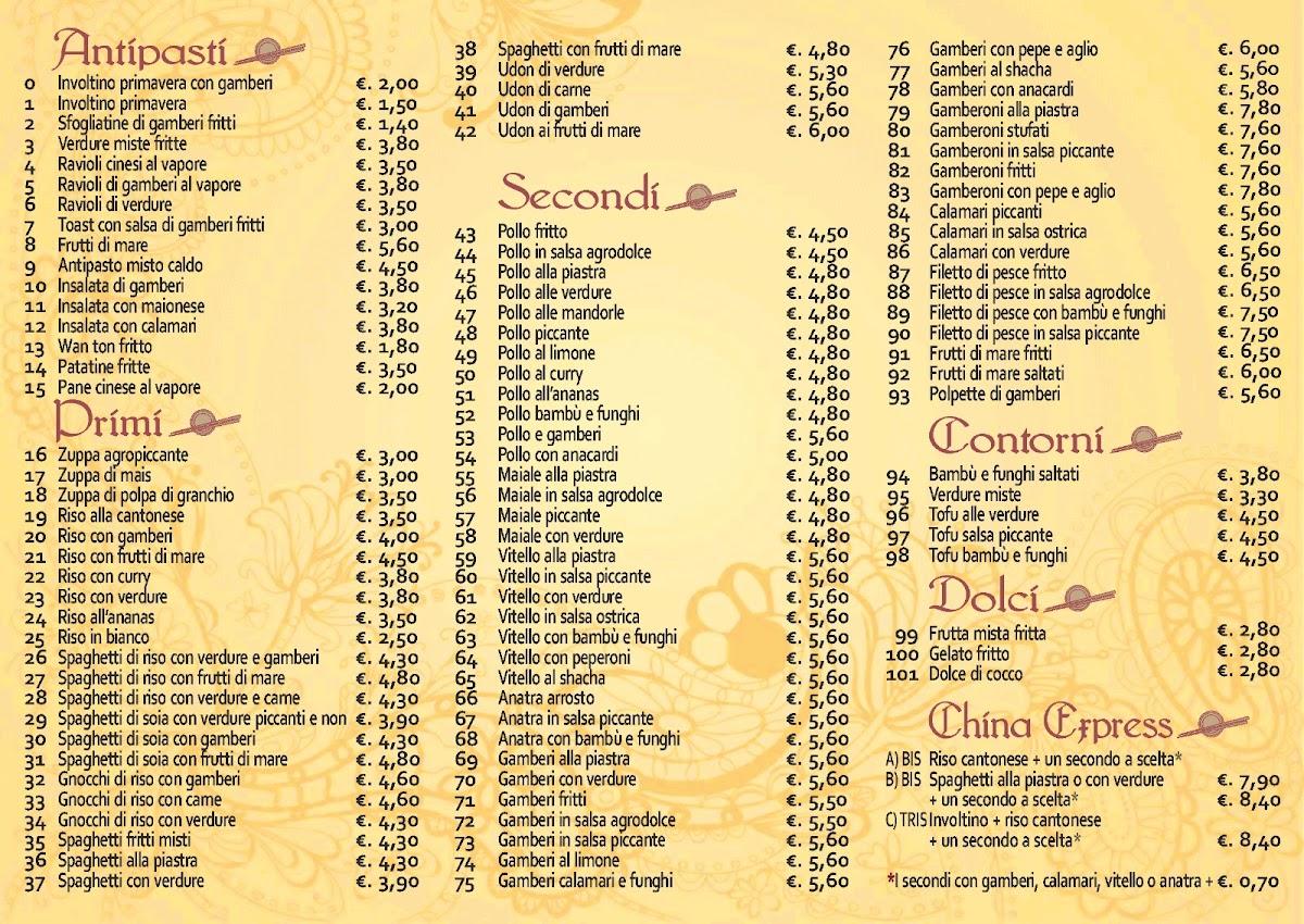 Menu da Rosticceria Cinese La Golosità ristorante, Castelnuovo Rangone