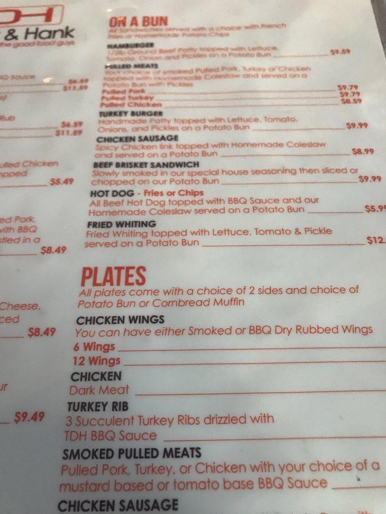 Menu at Tom, Dick & Hank BBQ, Atlanta, 191 Ralph David Abernathy Blvd SW