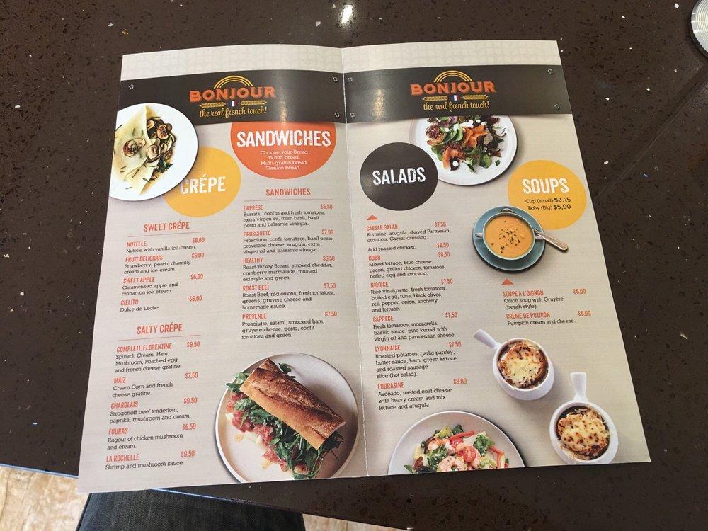 Menu at Bonjour French Bakery & Cafe - Kendall, The Hammocks, SW 88th St