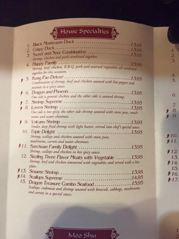 Menu at Dragon Treasure Chinese Restaurant, Fruita
