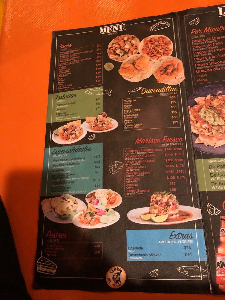 Menu at Los Claros restaurant, Cabo San Lucas, Ignacio Zaragoza