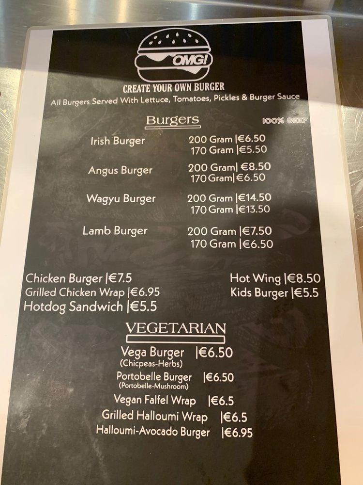 Carta de OMG! Burger, Amsterdam