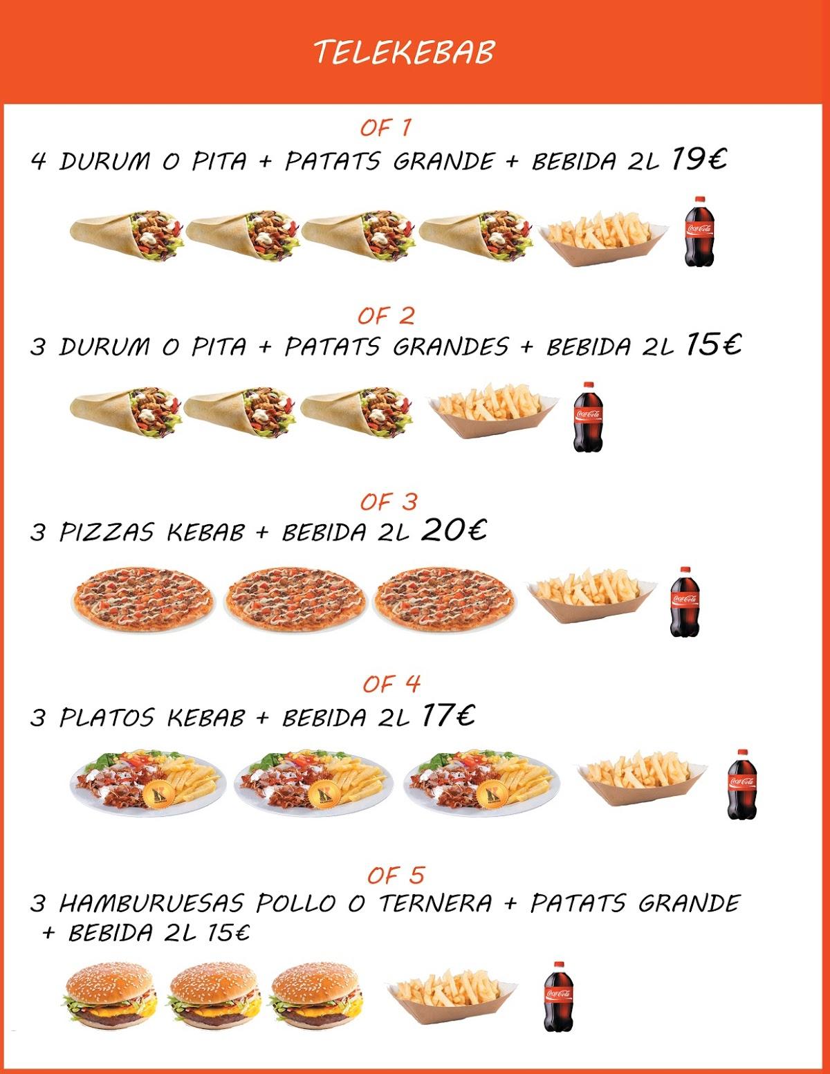 Menu at Tele Kebab Bellavista (Halal) restaurant, Seville