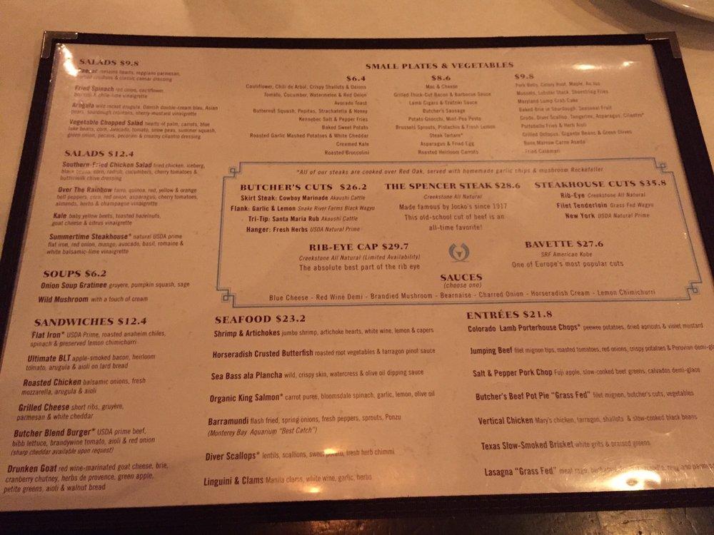 Menu at Echo & Rig Butcher and Steakhouse, Las Vegas