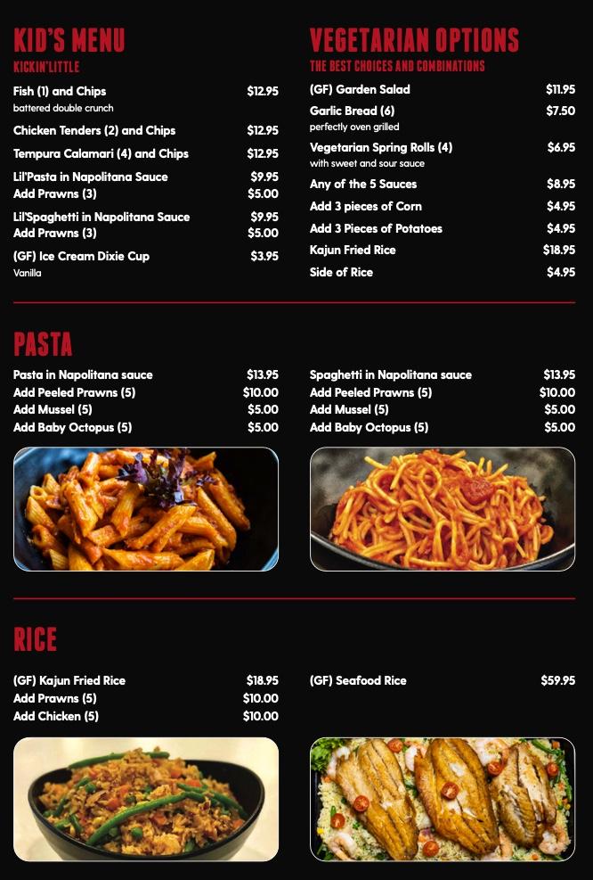 Menu at Kickin'Inn Port Melbourne restaurant, Port Melbourne