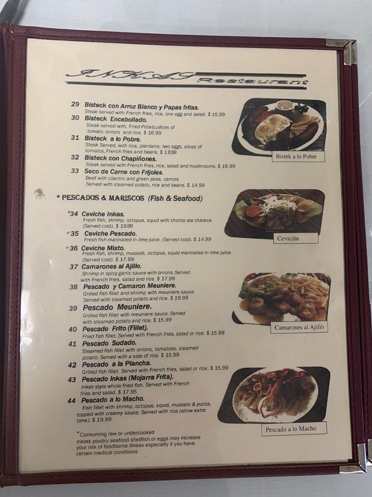 Carta del restaurante Machu Picchu Fine Peruvian Cuisine & Seafood ...