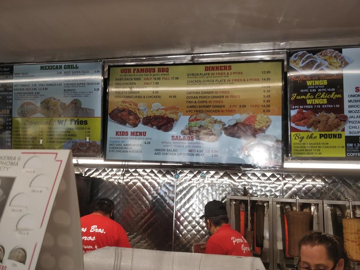 Menu at Perros Brothers Gyros fast food, Olympia Fields